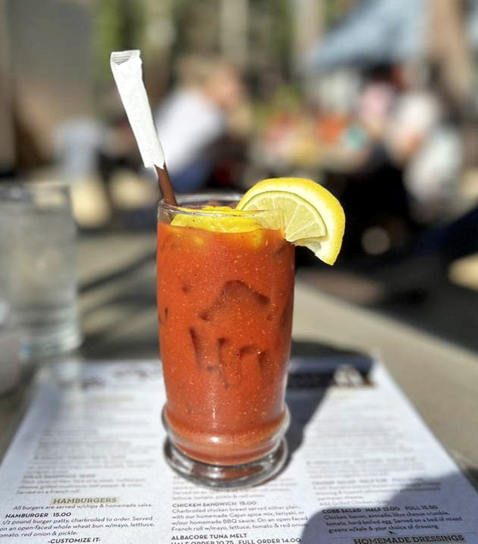 A Bloody Mary that understands its assignment&mdash;spicy, substantial, and garnished with enough vegetables to count as a side salad.