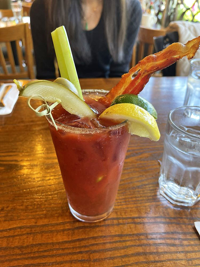 Their Bloody Mary isn't just a drink, it's a meal in itself &ndash; spicy, tangy, and adorned with enough garnishes to count as a salad course.