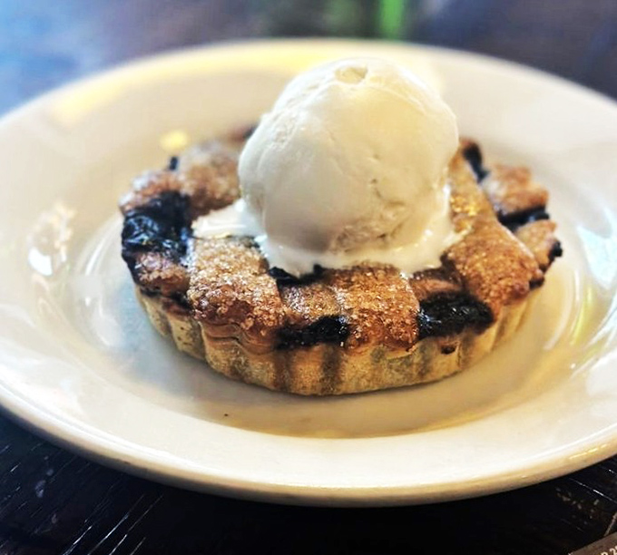 The berry pie arrives with ice cream slowly surrendering to the warm filling &ndash; a sweet finale that demands you loosen your belt.