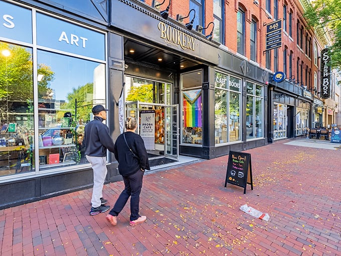 Bookstores that invite browsing without hovering salespeople. Lose yourself in literature, then emerge to charming brick sidewalks and local shops.