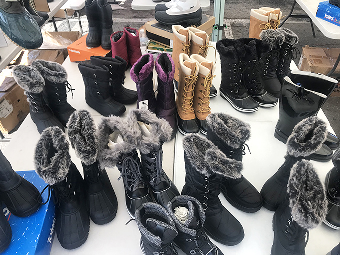Winter boots with fur trim in Southern California? Someone's optimistically prepared for that one cold week in January when temperatures dip below 60.