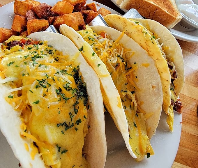 Breakfast tacos that make you question why we ever relegated tacos to lunch and dinner&mdash;morning tortillas filled with sunshine.