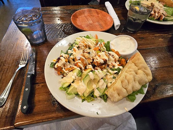 A salad that doesn't apologize for being delicious. With chunks of avocado and chicken, it's the kind of salad that makes salad-skeptics reconsider.