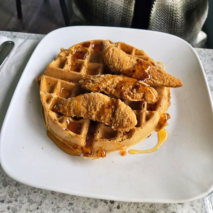 Chicken and waffles: the breakfast equivalent of wearing a tuxedo with sneakers&mdash;unexpectedly perfect together and worth every delicious, contradictory bite.