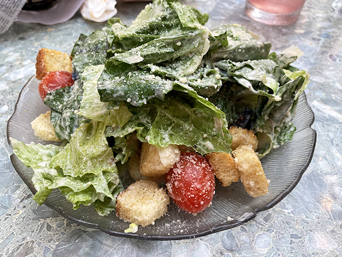 A Caesar salad that Julius himself would approve. Crisp romaine, perfect croutons, and a dressing that deserves its own fan club.