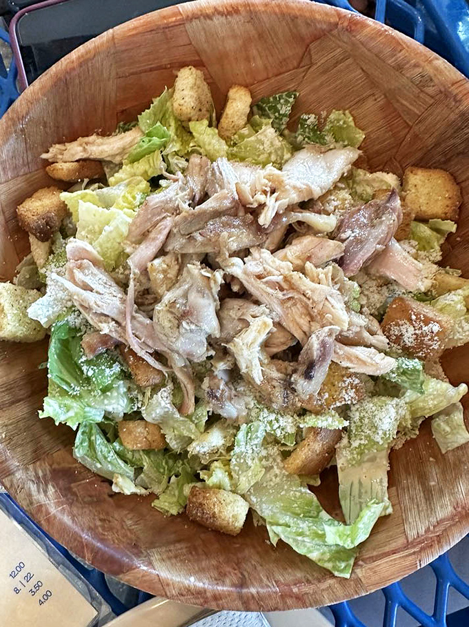 Caesar salad gets the smokehouse treatment. When lettuce becomes merely a vehicle for delivering more BBQ goodness.