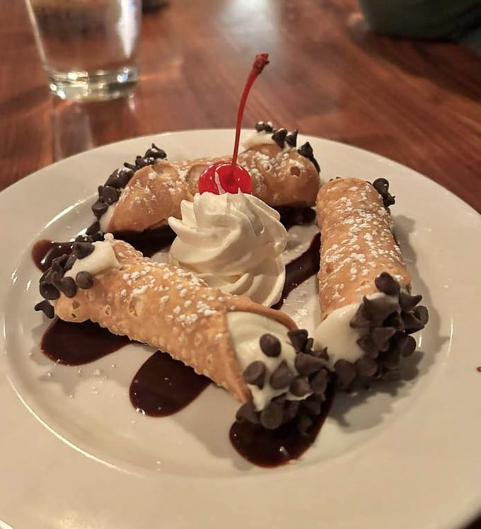 Cannoli that would make any Sicilian grandmother nod in approval &ndash; crisp shells, creamy filling, and chocolate chips for good measure.