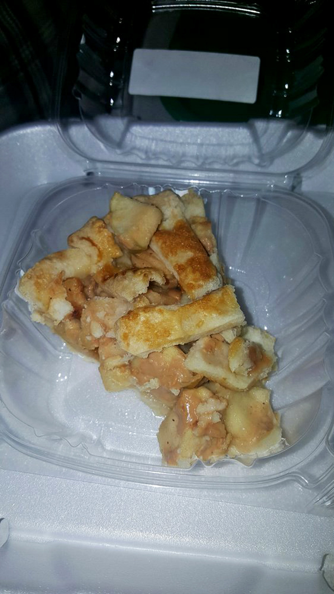 What appears to be apple pie filling nestled in flaky pastry&mdash;proof that BBQ Exchange understands that a proper meal needs a sweet finale. 