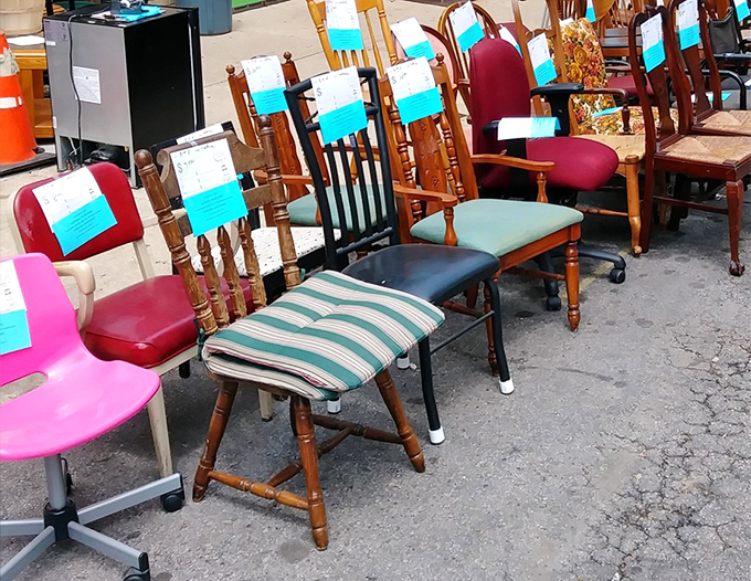 These mismatched chairs tell a thousand stories, each one priced to give your dining room instant character and charm.