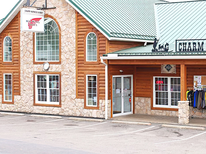 Charm Harness & Boot Store's rustic exterior belies the craftsmanship within. Where function meets form and city slickers discover what "well-made" truly means.