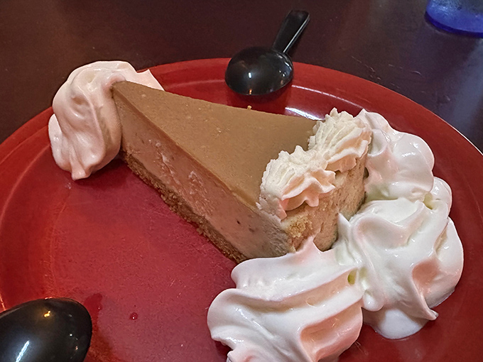 Cheesecake gets the red carpet treatment here. Those dollops of whipped cream aren't just garnish&mdash;they're necessary supporting actors.