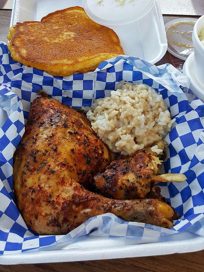 Baked chicken, rice, and cornbread&mdash;the holy trinity of comfort that reminds you some meals aren't just about eating, but about feeling instantly at home.