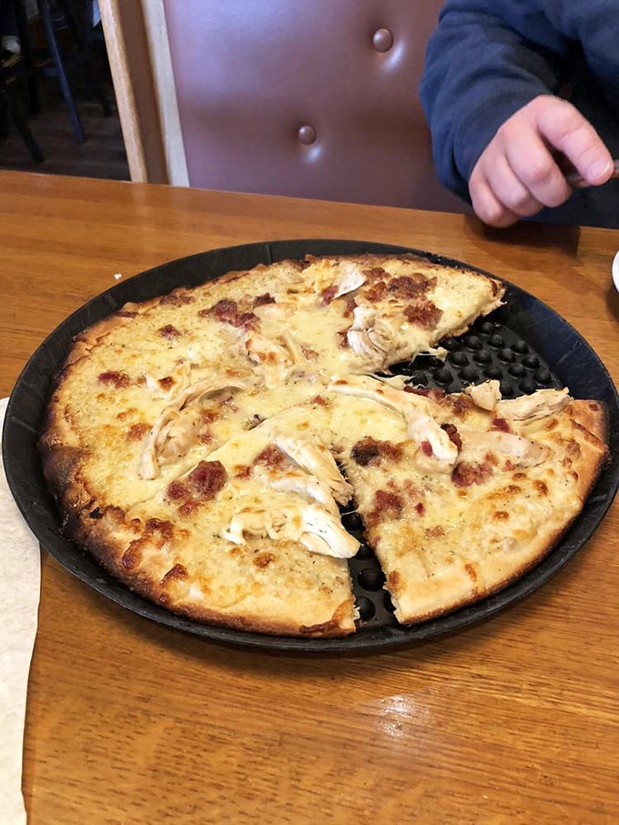 A pizza that proves chicken and bacon belong together like Lennon and McCartney&mdash;a perfect harmony of savory satisfaction.