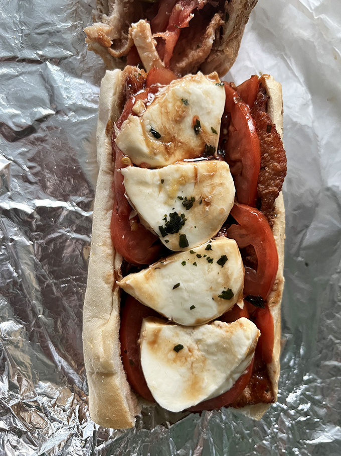 Chicken cutlet perfection with fresh mozzarella and roasted red peppers. Like Italy and Philadelphia had a delicious baby that fits in your hands.