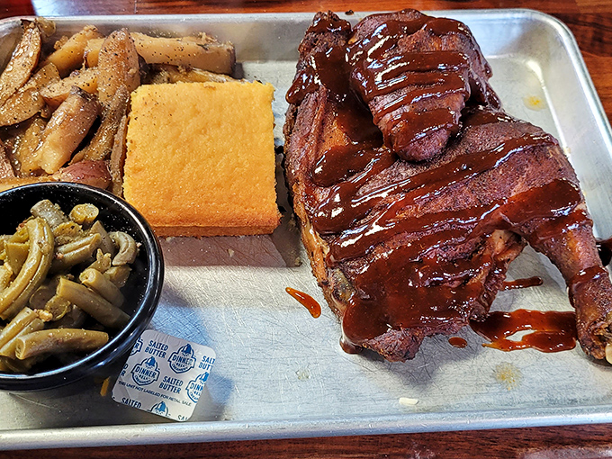 The perfect trifecta: golden-brown bun, melty cheese, and BBQ that's been introduced to smoke and spice and formed a beautiful friendship.