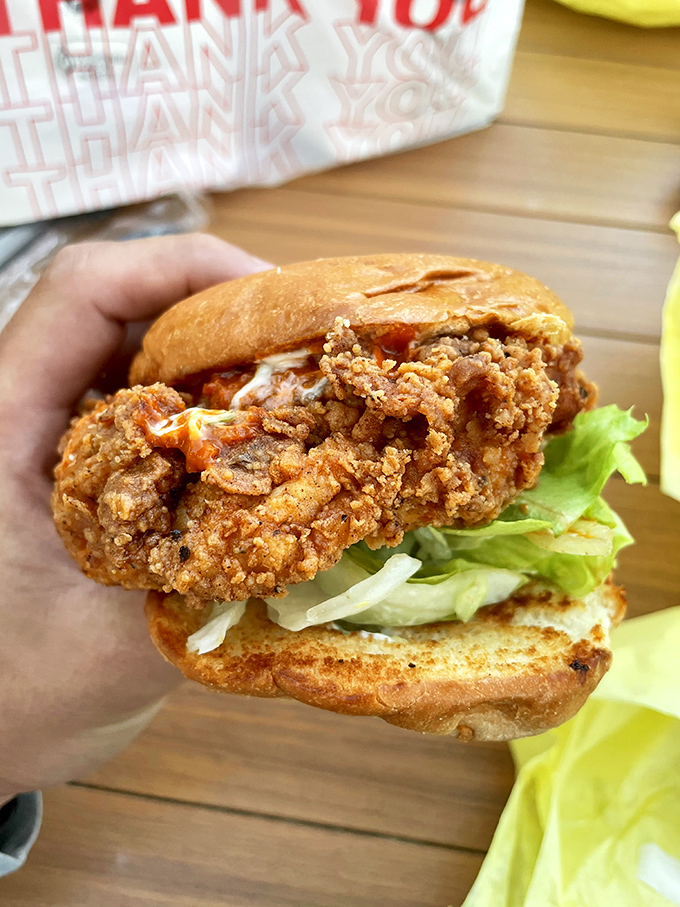This fried chicken sandwich isn't just crispy&mdash;it's audible. One bite and the crunch will drown out all your worries and most conversations.