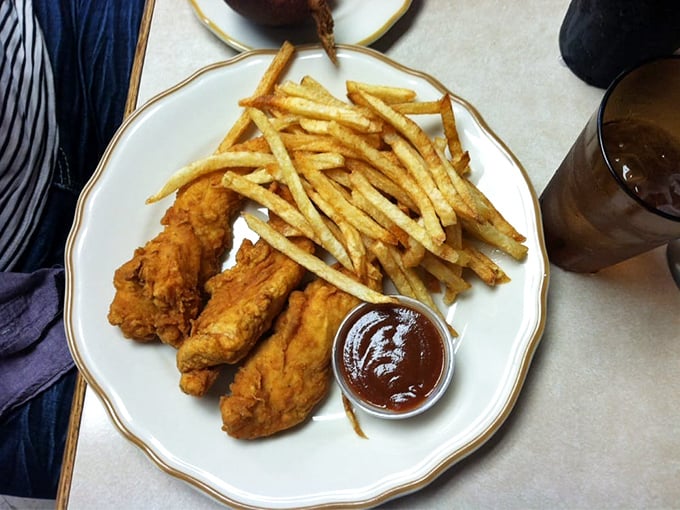 Chicken strips that put fast food versions to shame. These aren't just good "for a small town" &ndash; they're simply magnificent.