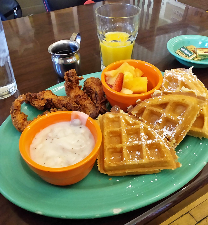 Chicken and waffles: the breakfast equivalent of a mullet&mdash;business on one side, party on the other. Sweet, savory, and worth every calorie.