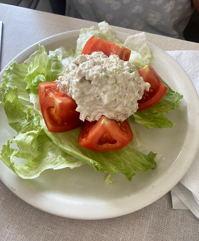 Summer on a plate &ndash; a chicken salad-stuffed tomato that somehow makes eating healthy feel like you're getting away with something delicious.