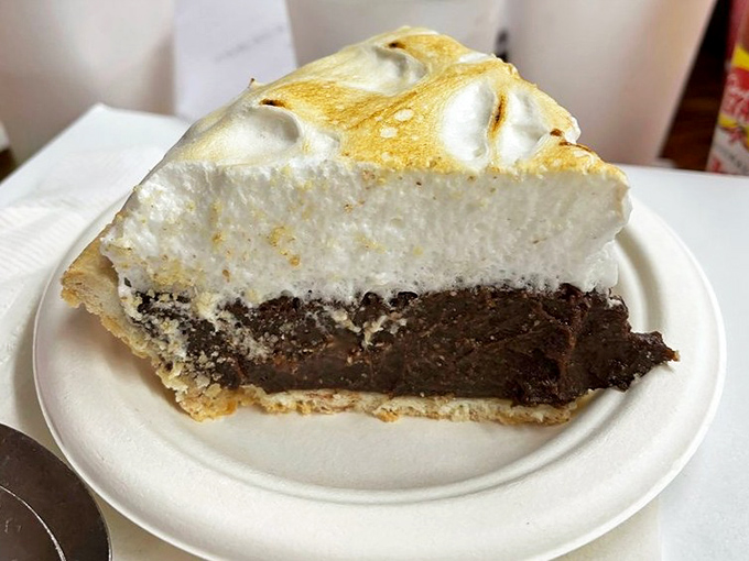 A slice of chocolate pie with mile-high meringue that would make your grandmother simultaneously proud and jealous. Sweet salvation after a savory sermon.
