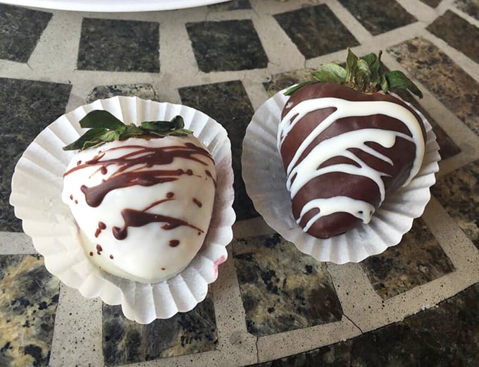 Chocolate-dipped strawberries dressed in their formal white and dark chocolate tuxedos&mdash;fruit that's clearly been to finishing school.