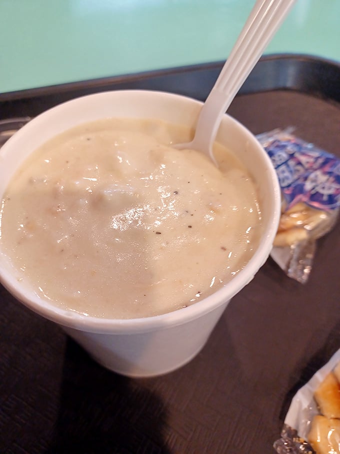 New England clam chowder so creamy it should come with its own love song. Each spoonful is like a warm hug from the Atlantic Ocean.