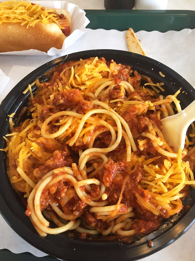 Cincinnati-style chili over spaghetti&mdash;that curious Midwestern creation that sounds odd until you try it, then becomes an obsession.