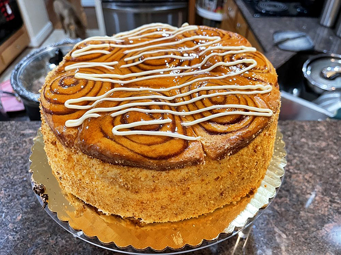 Cinnamon swirl cheesecake that hypnotizes you with its spiral pattern. One bite and you'll understand why people drive miles for this.