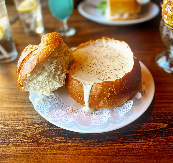 The bread bowl isn't just a container, it's part of the experience &ndash; a sourdough fortress protecting liquid gold that's worth crossing the Golden Gate for.
