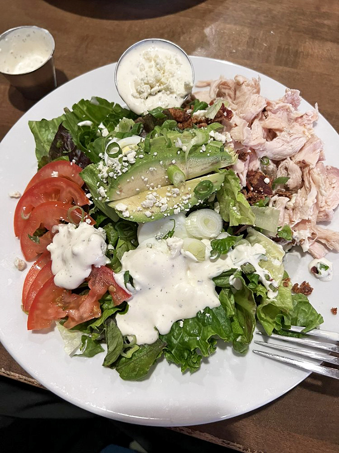 A salad that doesn't apologize for being a salad. With pulled chicken and fresh ingredients, it's the rare healthy option you'll actually crave.