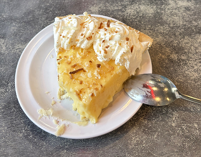 Coconut cream pie that would make your grandmother both proud and jealous. That toasted meringue crown deserves its own royal title.
