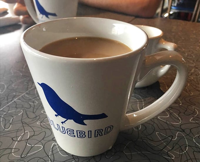 The humble coffee mug, branded with Bluebird's signature logo, delivers liquid motivation that tastes like morning optimism.