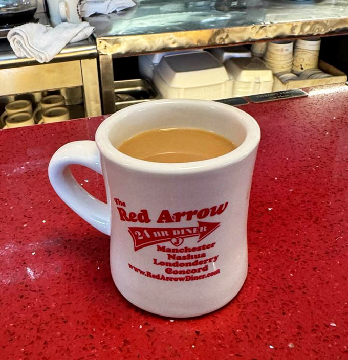 The official fuel of New Hampshire mornings. This isn't just coffee&mdash;it's liquid optimism in the diner's signature mug, ready to transform your day.