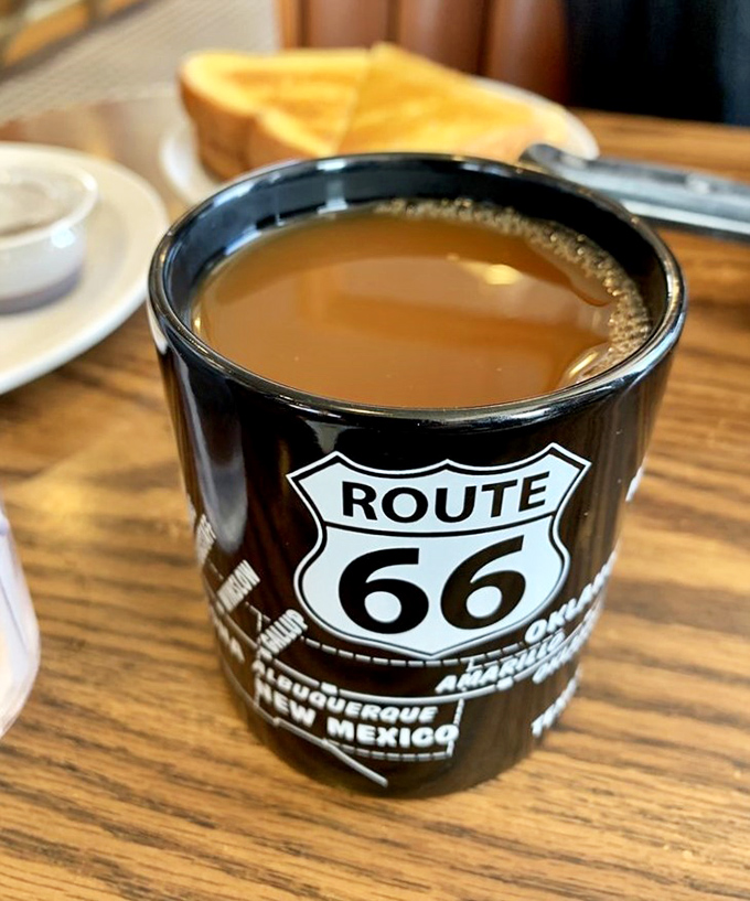 Even the coffee comes with a side of nostalgia, served in mugs that have seen more American history than your high school textbook.