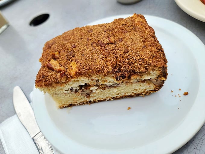 Coffee cake that looks like it could win a small-town baking competition &ndash; the kind that makes you want to befriend whoever's grandmother perfected the recipe.