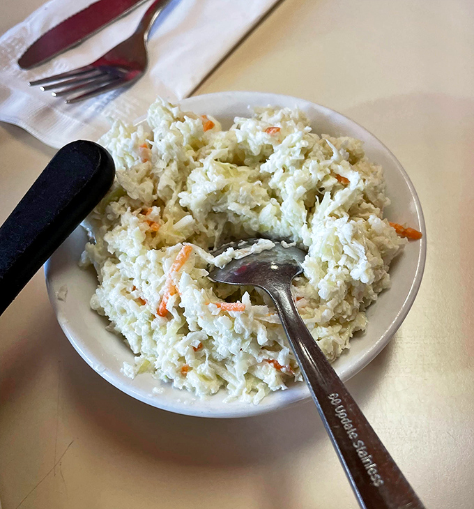 Classic coleslaw, creamy and crunchy in perfect harmony &ndash; the unsung hero of diner sides that completes any sandwich experience.