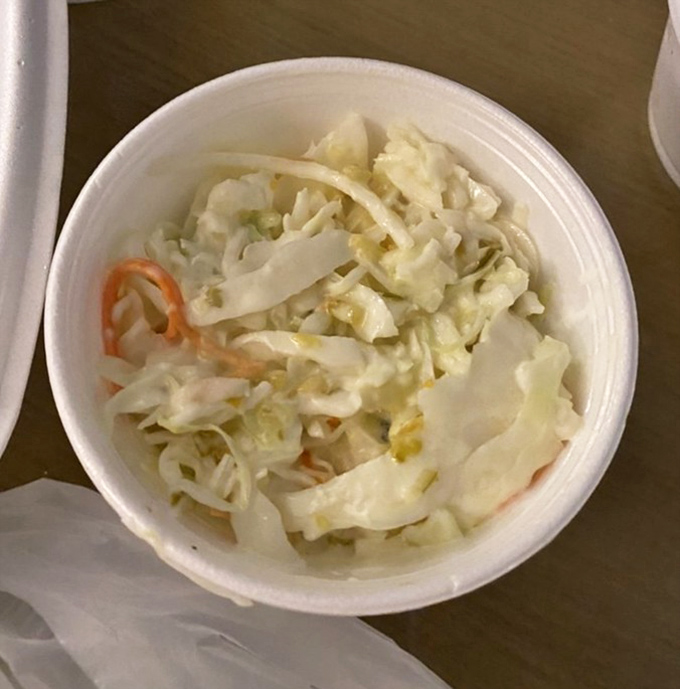 Coleslaw so fresh and crisp it deserves its own moment of silence. The perfect cool counterpoint to all that fried goodness.