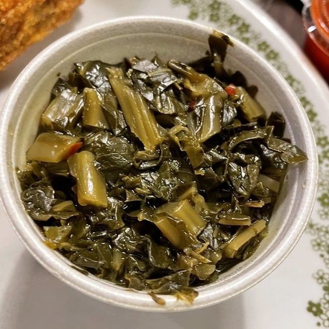 These collard greens aren't just a side dish &ndash; they're a statement. Tender, flavorful, and cooked with the kind of care that turns vegetables into something transcendent.