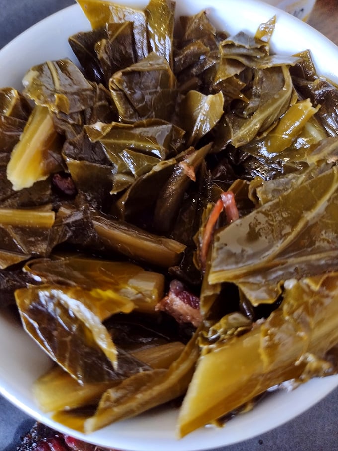 These collard greens aren't just a side dish &ndash; they're a Southern tradition simmered with smoky bacon that your grandmother would approve of.