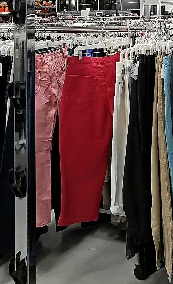The pants rainbow: where bold fashion choices and budget-friendly prices create the perfect storm of shopping satisfaction.