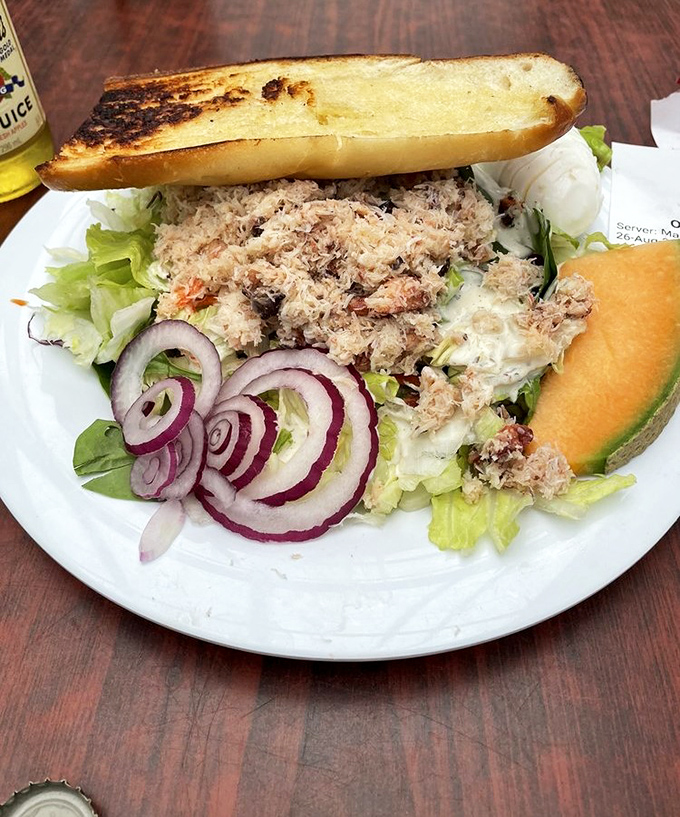 Crab salad simplicity that proves sometimes the best culinary magic happens when you just get out of the way and let the seafood shine.