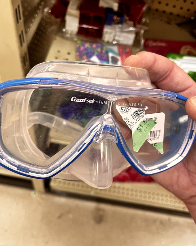 A Cressi snorkeling mask waiting to explore Missouri's lakes &ndash; because adventure comes in unexpected packages.