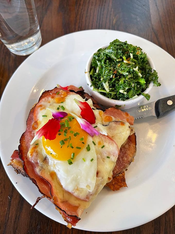 The Croque Madame: where French culinary tradition meets New Mexican morning hunger. That sunny-side-up egg is basically breakfast royalty.