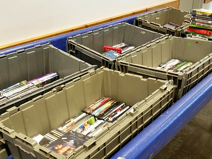 Media mavens dig through organized chaos of DVDs and CDs, where yesterday's blockbusters wait to be rediscovered at prices that make streaming seem extravagant.