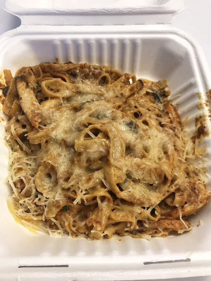 This pasta might be lunch territory, but when it's smothered in melted cheese and packed in a to-go container, it becomes tomorrow's breakfast of champions.