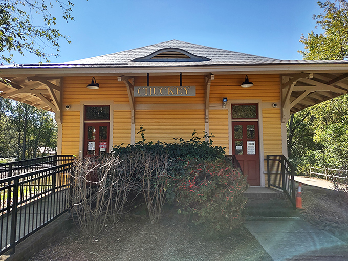 The sunny yellow Chuckey Depot Museum stands as a cheerful reminder of when train travel was glamorous and not just another way to be delayed.
