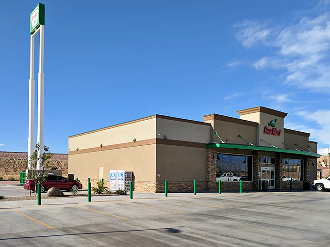 Even the gas stations in Mesquite look inviting, with those mountain views making filling up feel like part of the scenic tour.