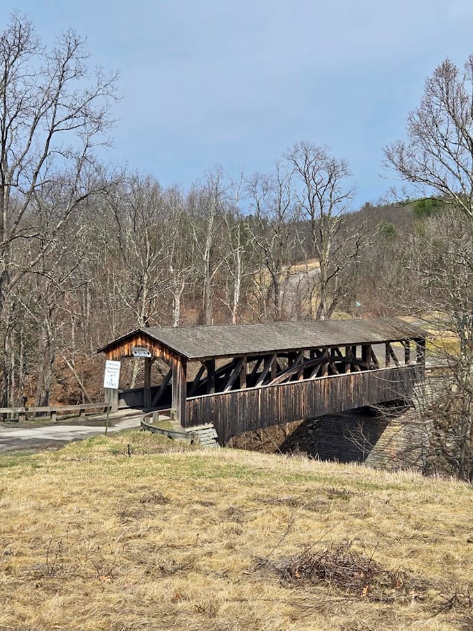 The perfect postcard moment: Knapp's wooden silhouette against Bradford County's rolling hills proves that Pennsylvania's most charming spots aren't always on the tourist maps.