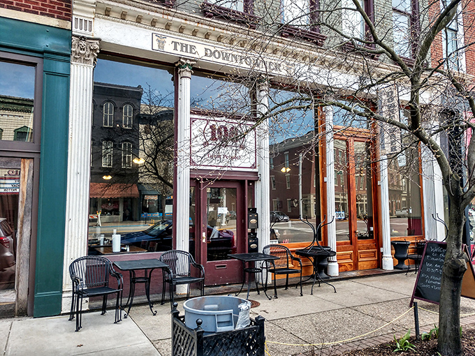 The Downtowner's classic storefront invites you to linger at those sidewalk tables, where coffee and conversation flow with equal enthusiasm.