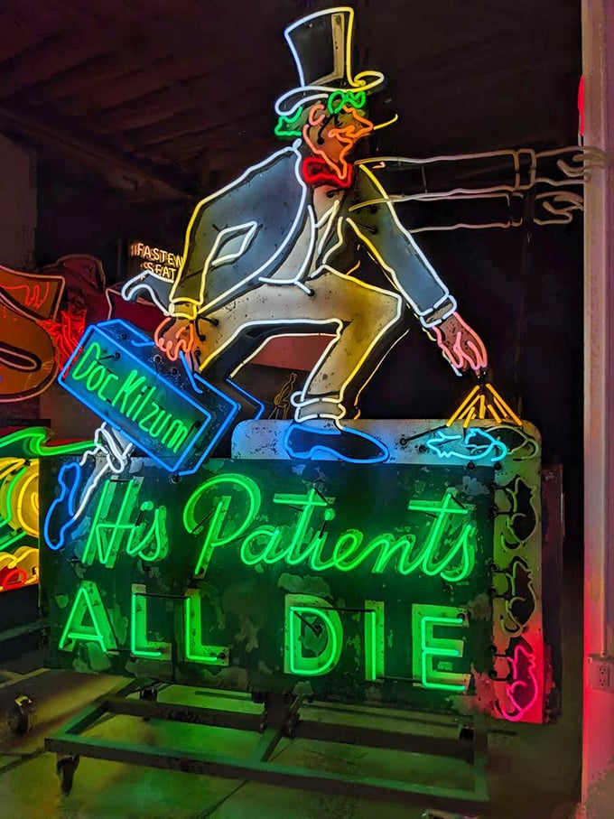 "Dr. Kilzum" offers a macabre dose of neon humor that would make both Tim Burton and your dentist chuckle nervously.
